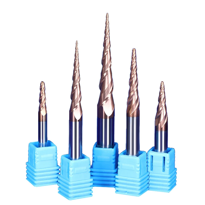 HUHAO Tapered Ball Nose End Mills - Tisin Coated CNC Cutters