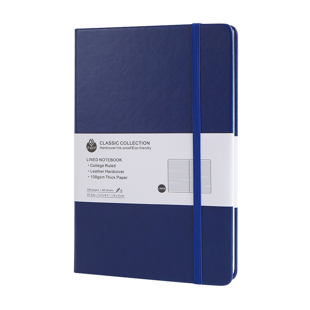 Custom Logo Leather Notebook - A5 Diary with Elastic Band