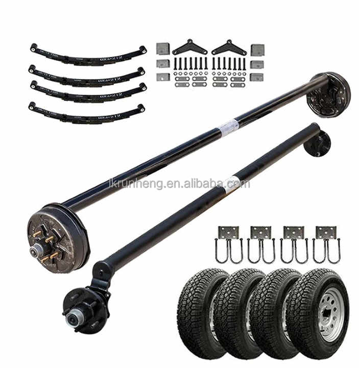 3500lbs Trailer Axle Drop Axle with Brake Drum & Suspension Kits