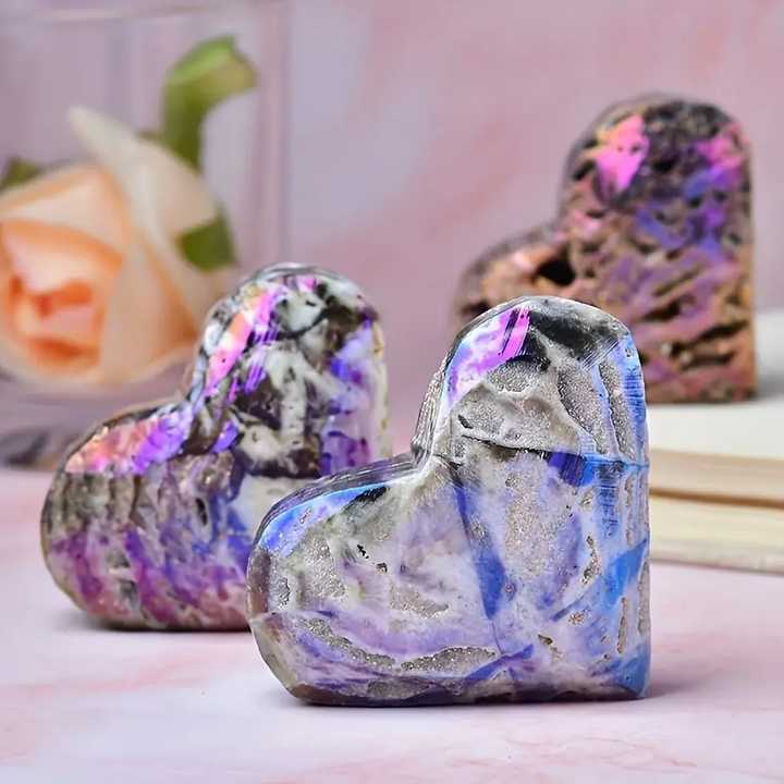 Wholesale Multi-shaped Aura Sphalerite Druzy Heart/Palmstone Healing ...