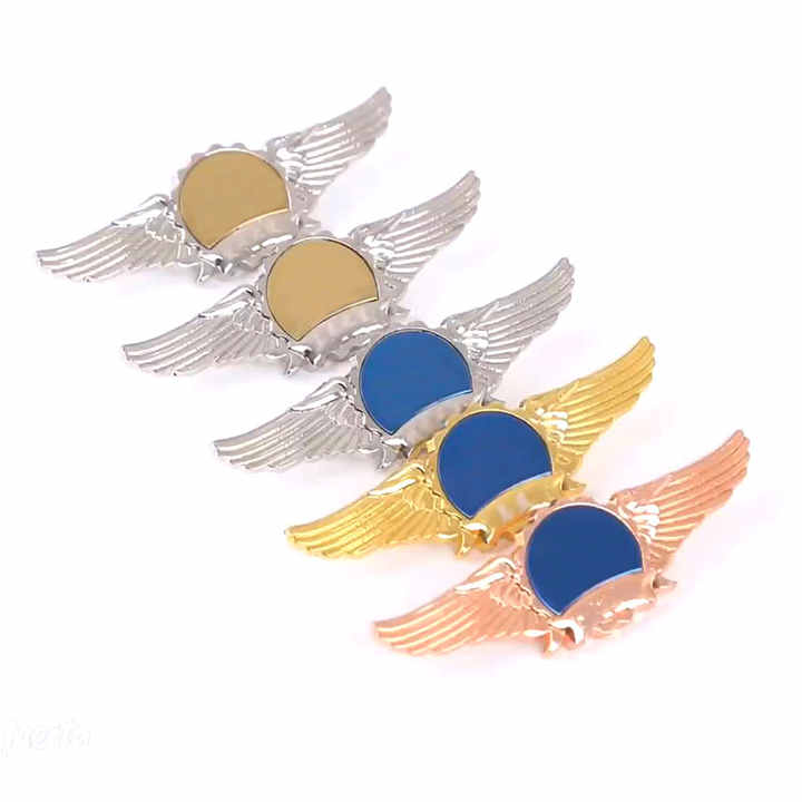 Custom 3D Aviation Lapel Pin Badge - Gold, Silver, Bronze