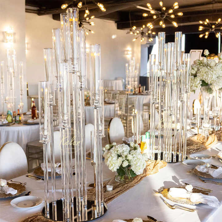 GJ-CH01-3 Factory Direct Crystal Glass Candelabra Long Glass Tube 9 ...