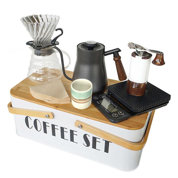Elegant Fashion Portable Wood Box - Coffee Brew Maker Gift Set