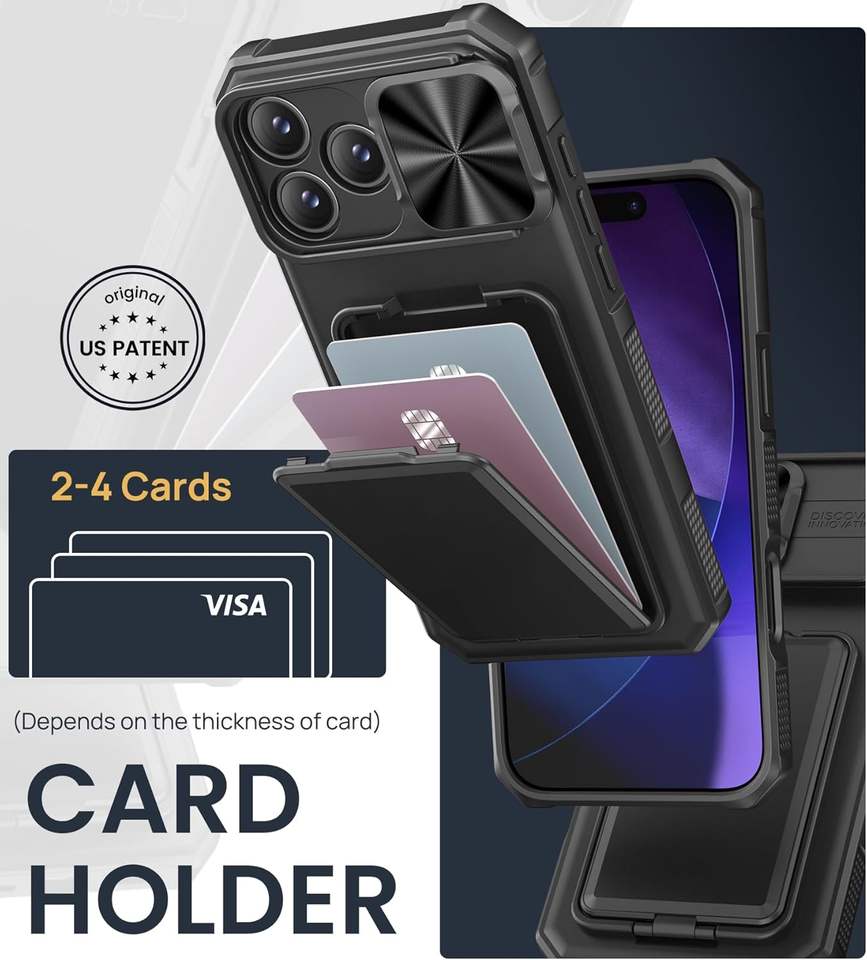 For iPhone 17 Pro Max Case with 2X Privacy Screen Protector, Credit ...