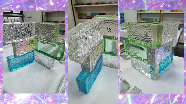 Blue Color Glass Brick Block for Showcase Wall - Vatti Glass