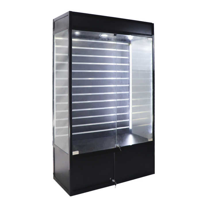 Slatwall Titanium Glass Showcase - Versatile Display Case