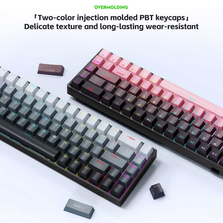 LEAVEN K68 Wireless Mechanical Keyboard RGB Hot-Swappable BT Three-Mode ...