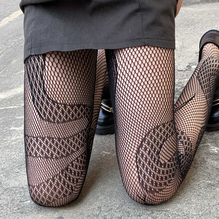 Fishnet Stockings Sexy Mesh Stockings Black Snake Stockings Hollow Mesh ...