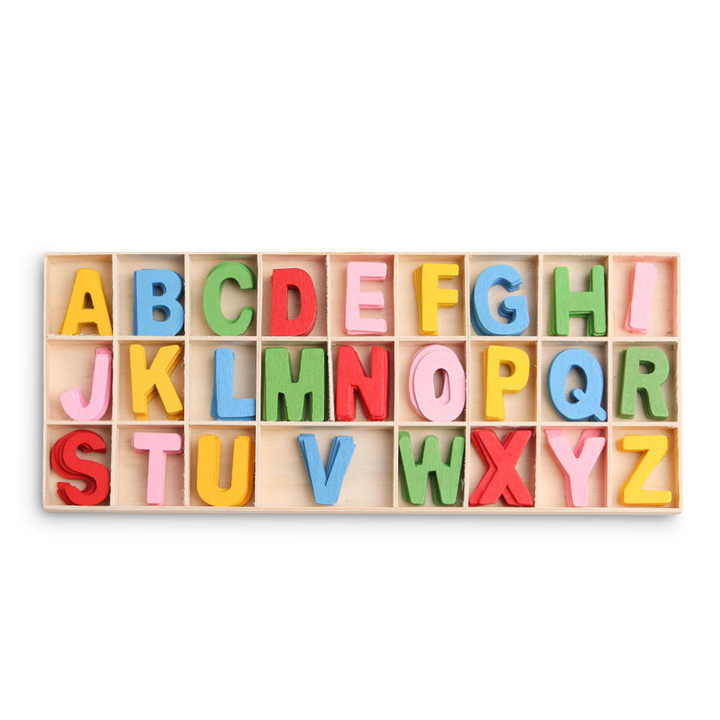 Wooden Colored Alphabet Letters with Container DIY Block Creative ...