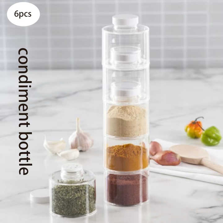6PCS Transparent stackable seasoning bottle, spot spice storage box ...