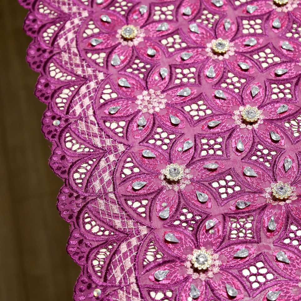 New Style Lace with Rhinestone African Cotton pink Red Voile Lace ...