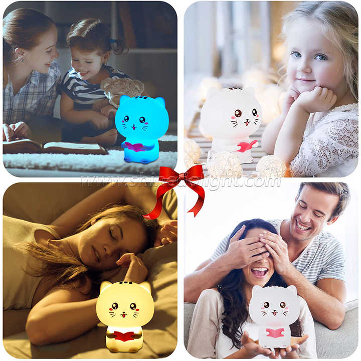 Read Kitty Silicone Pat Light Children's Lamp Creative Cute Night Light ...