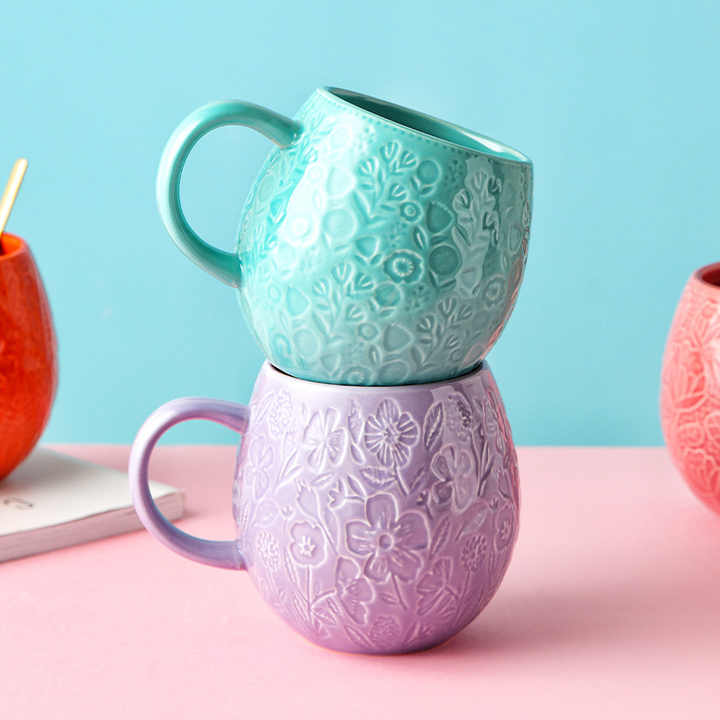 Retro Tea Cup Personalized Relief Ceramic Coffee Mug| Alibaba.com
