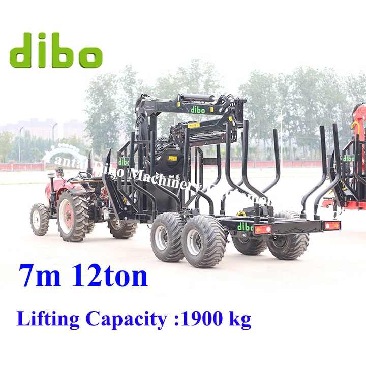 7.8 Meter 2 Ton Lifting Capacity Wood Log Trailer with Crane
