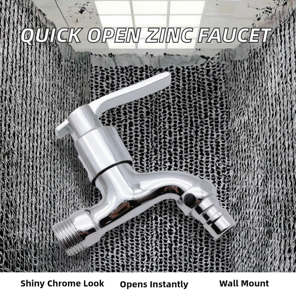 Modern Zinc Alloy Quick Open Faucet Basin Washing Machine Bathroom Wall ...