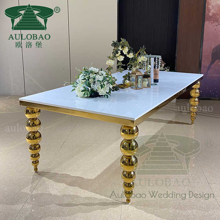 White MDF Top Stainless Steel Frame Wedding Dining Table