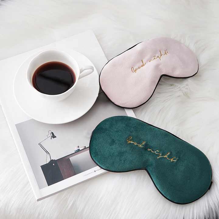 Wholesale Custom Logo Luxury Travel Eyemask Velvet Silk