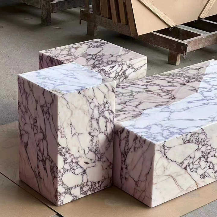 Modern Calacatta Viola White Marble Purple Vein Slabs Dining Room Table ...