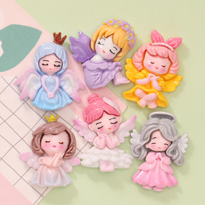 Cartoon Baroque Angel Winged Girl Flatback Resin Charms Crafts ...