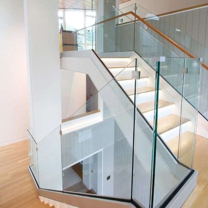 Frameless Stairs Balustrade With Led Light Tempered Balustrade Railing ...