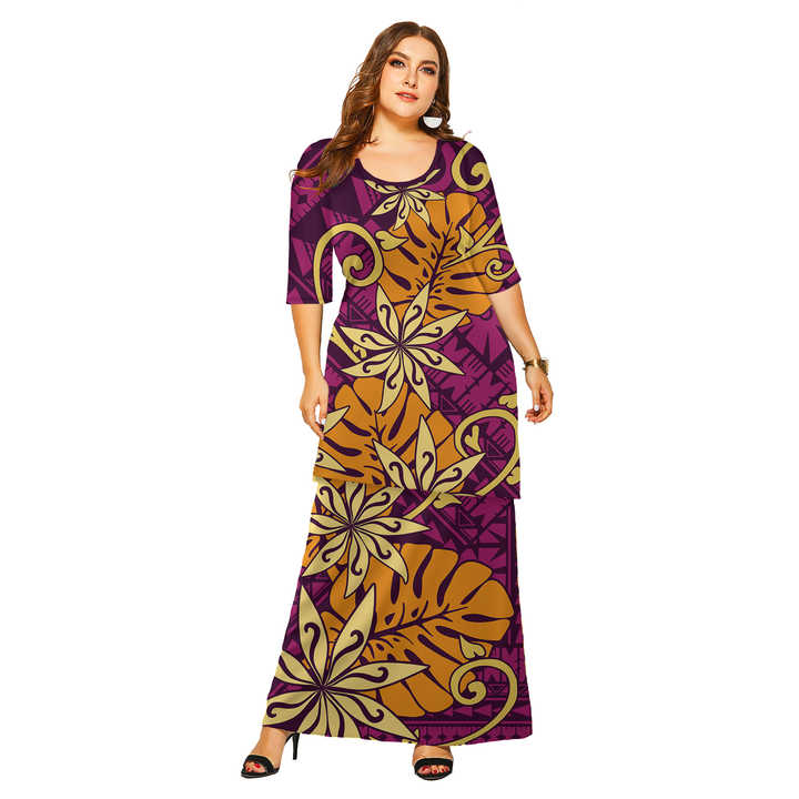 Samoa Puletasi Polynesian Tribal Tonga Logo Print Custom Ladies Plus Size Women's Sets Church ...