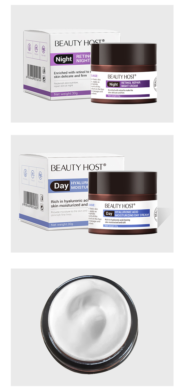 Face Day & Night Cream Hyaluronic Acid Moisturizing Day Cream Retinol ...