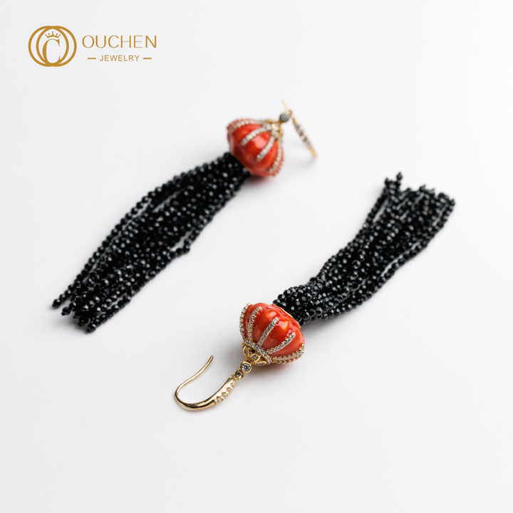 OUCHEN IGI GIA Certified Vintage Women's Gold Earrings 9k 14k HPHT CVD ...