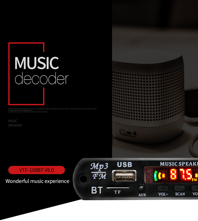 Shenzhen print bluetooth mp3 decoder mp3 player module board Products ...