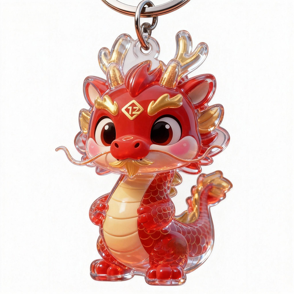 Mystical Chinese Dragon Acrylic Keychain Custom 3D Art, Asian Style ...