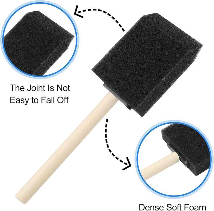 Woxin Black Foam Sponge Paint Brushes with Wood Handle for Floral ...
