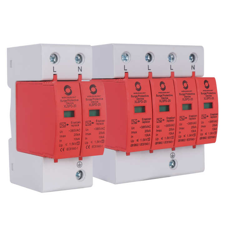 CE XLSPD-40 20KA-40KA Uc AC 220v 275v 385v 2P 4P single/Three phase surge protective device ...