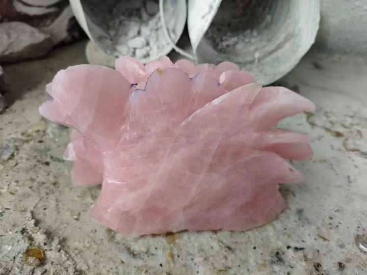 Hand Carved Natural Realistic Crystal Rose Quartz Flower for Home ...