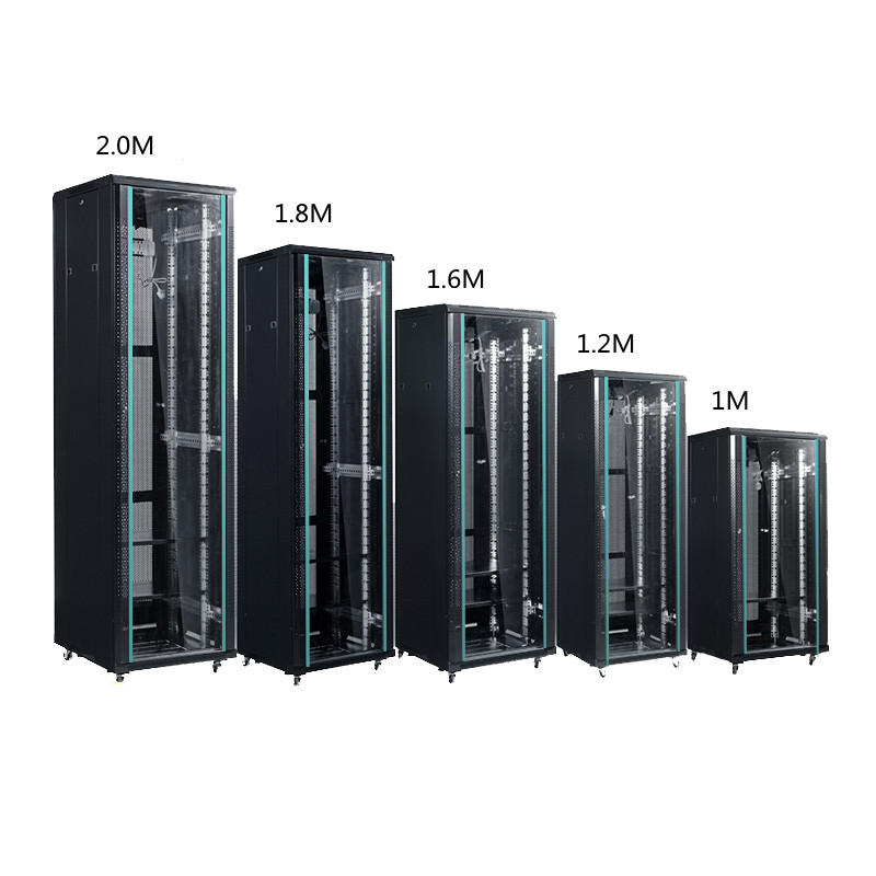 42u Wall Mount Cabinet Chassis Server Network Rack With Locking Glass Door Dark Black With ...