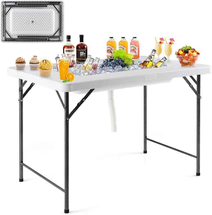Modern Home White 4ft Plastic Ice Cooler Table Fill and Chill Table ...