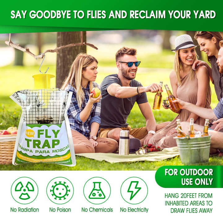 Outdoor Hanging Fly Trap Disposable Fly Trap Bag Non-Toxic Fly Catcher ...