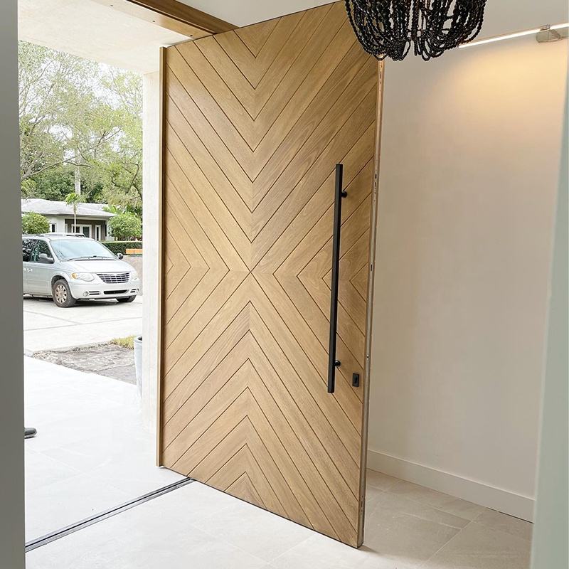 Alucasa Modern Solid Wood Entry Door: Minimalist Aluminum Pivot Design ...