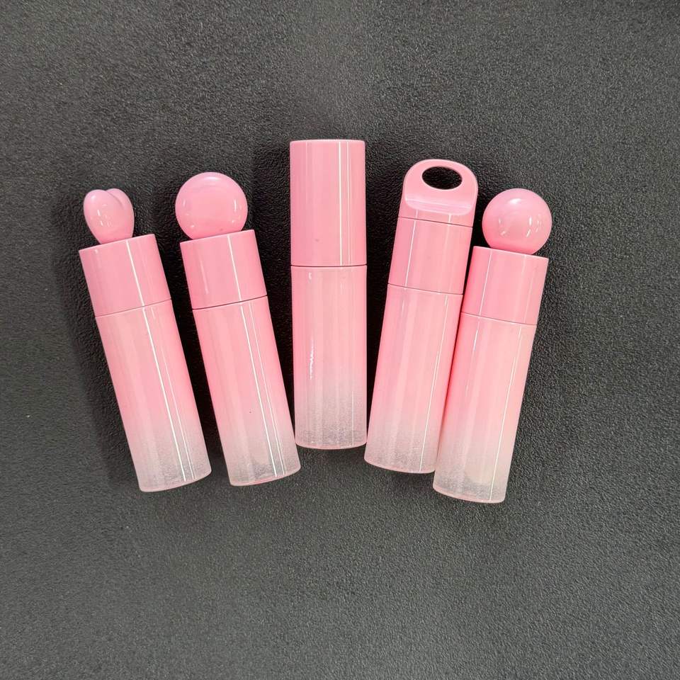 6ml Pink Gradient Fluffy-Top Lip Gloss Tube with Heart-Shaped Cap ...