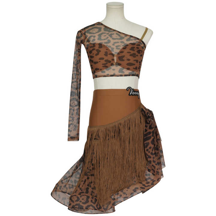 1new Design Girls Ballroom Latin Dress Leopard Print Dance Costume ...