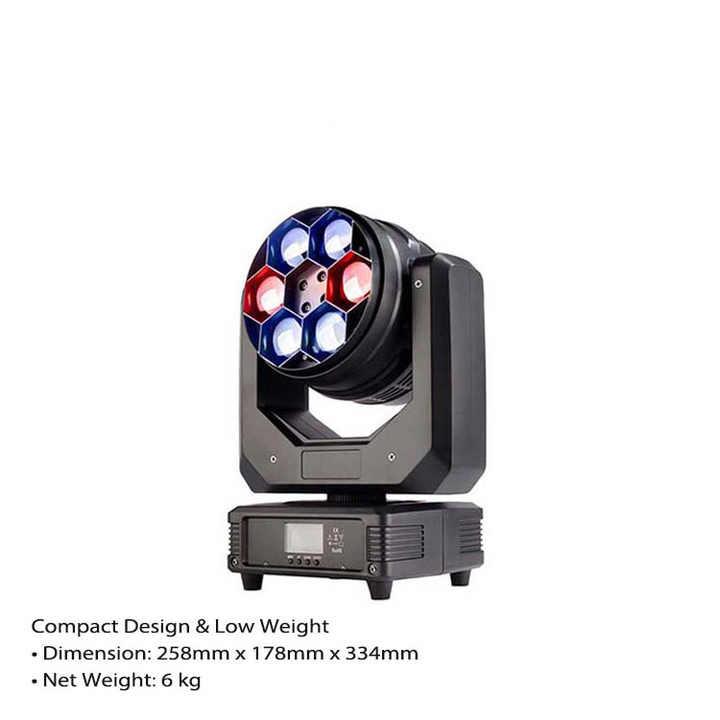 6x40W Beam Mini LED Moving Light DMX Small Wash Moving Head Zoom RGBW ...