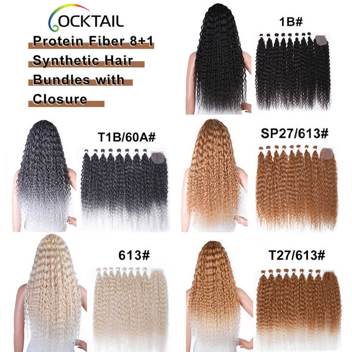 Protein Fiber 8+1 Synthetic Hair Extensions - Kanekalon