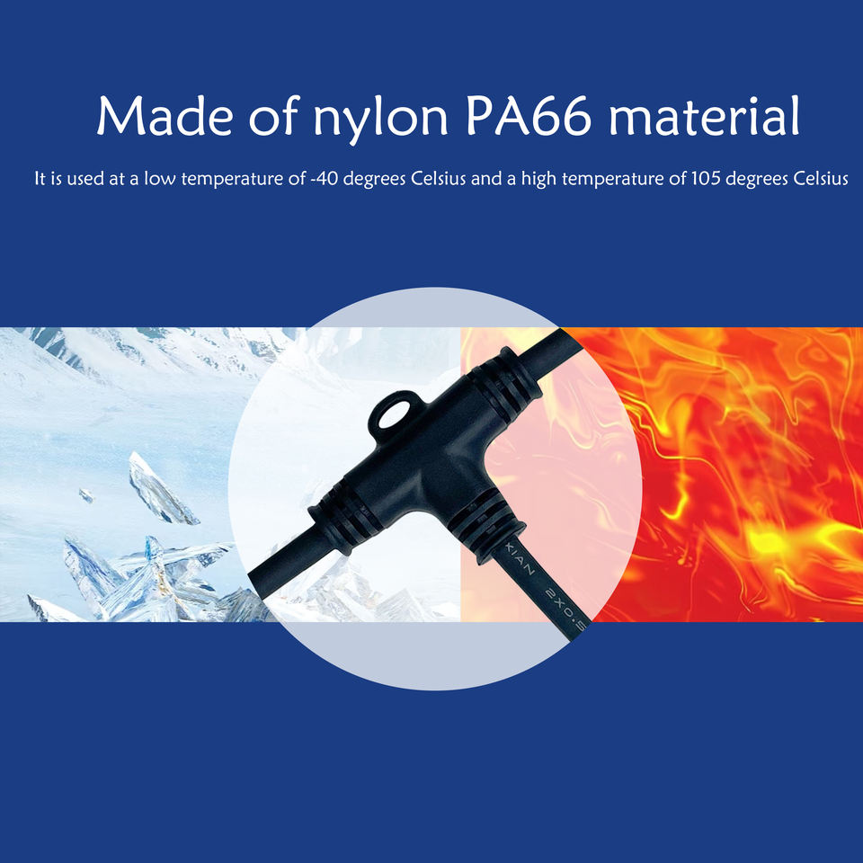 T-Type Male/Female 3Pin Connector Three-way Connection IP67 Waterproof ...