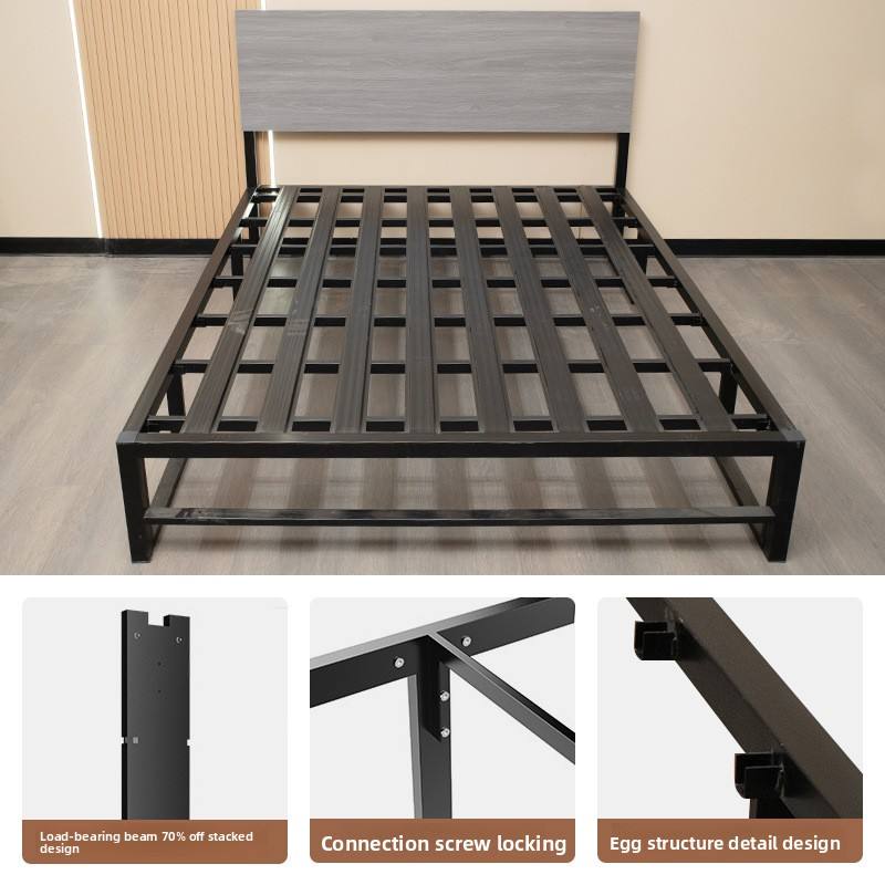 Modern Minimalist Wrought Iron Bed Frame Storage Space for Small ...