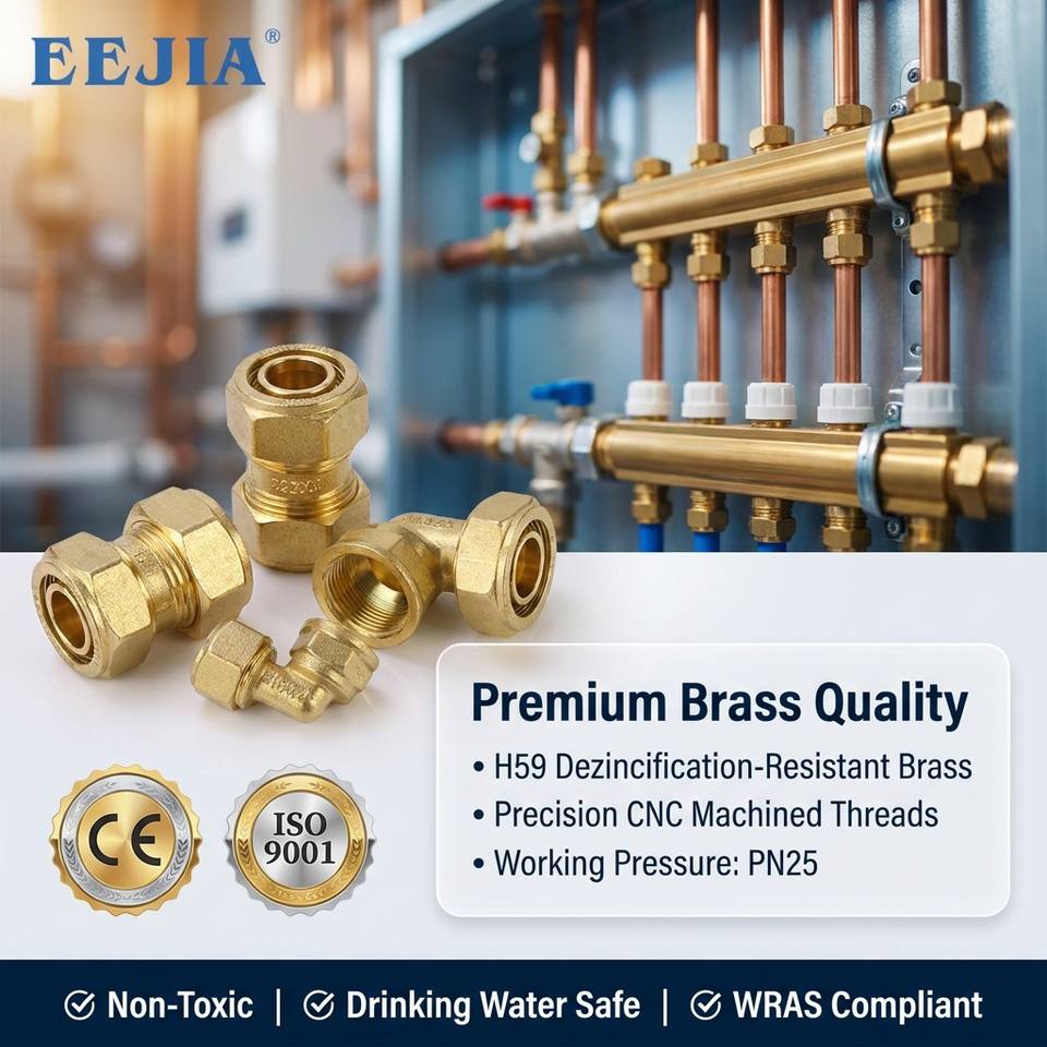 Brass Compression 90 Degree Female Thread Elbow Pipe Fitting 16mm 20mm ...