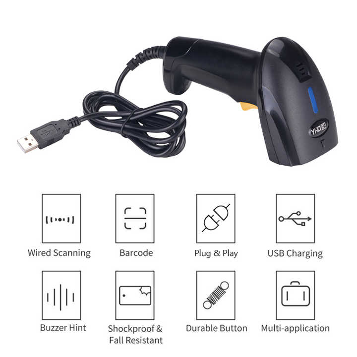 YHD-1100L USB Handheld 1D Barcode Scanner Supermarket Laser Bar Code ...