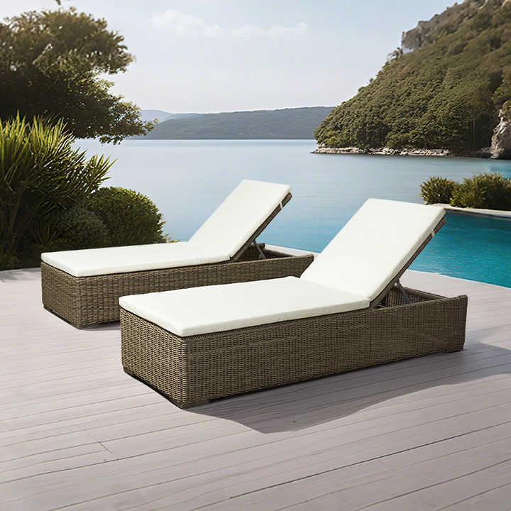 Luxury Hotel Pool Wicker Lounge Chairs Outdoor Villa Furniture Durable ...
