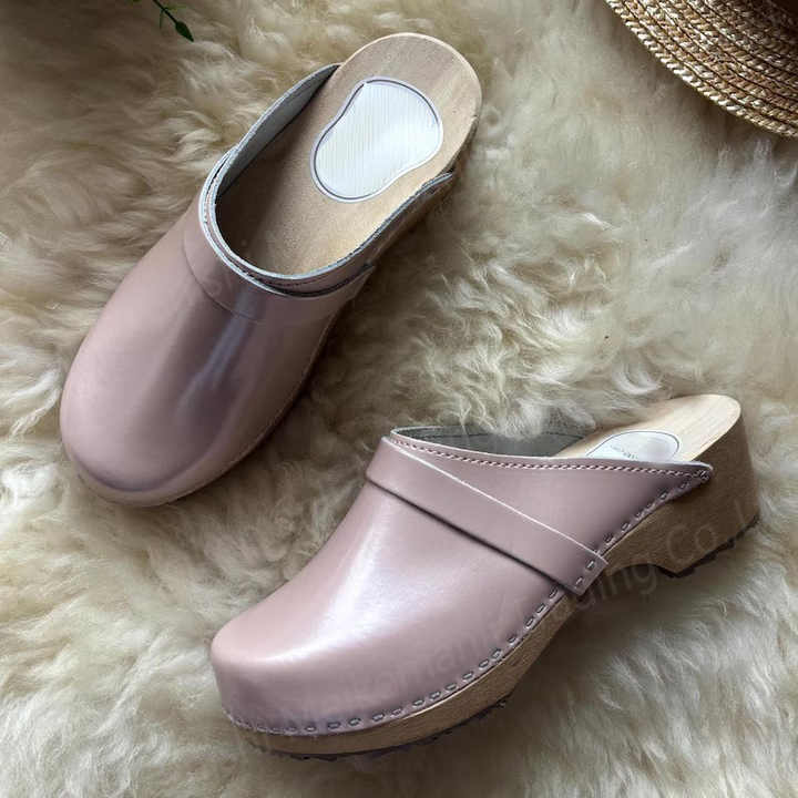 Leather Printed Embroidery Cork Sole Arch Support EVA Women Custom Mule ...