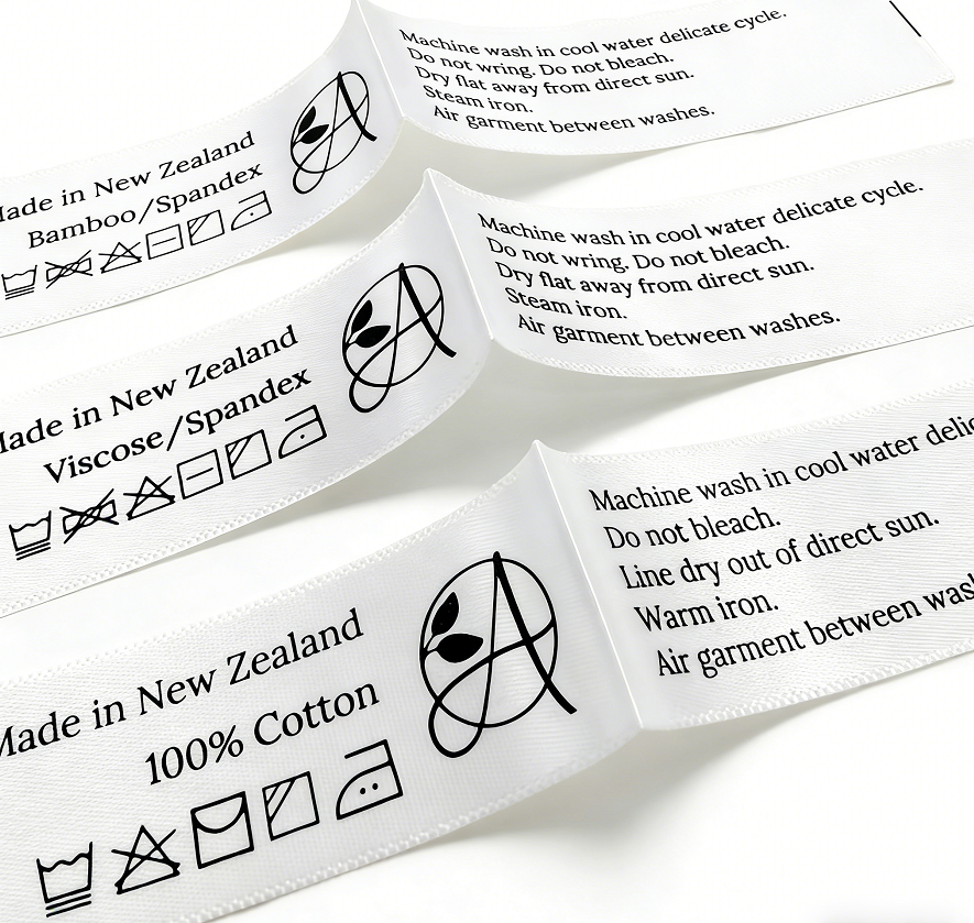 Custom Woven Label Garment Care Label Satin Silk Printed Logo Nylon ...