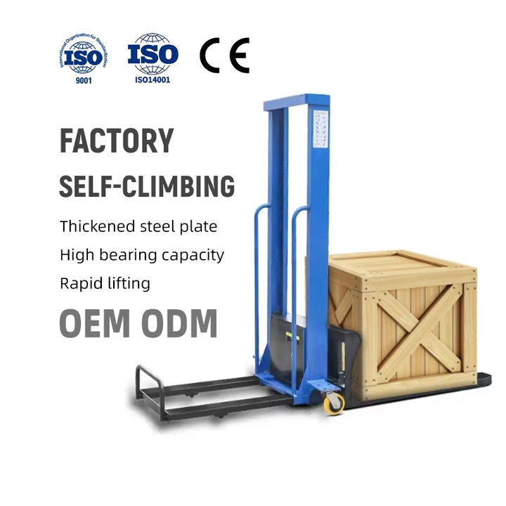 Small Portable Self-Loading Stacker Pallet Forklift 1000kg Lifting ...