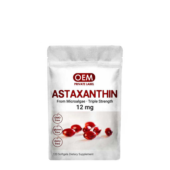 OEM Astaxanthin Softgel Capsules 12mg Skin Whitening Krill Oil Vitamin C Omega 3 Solfgel ...
