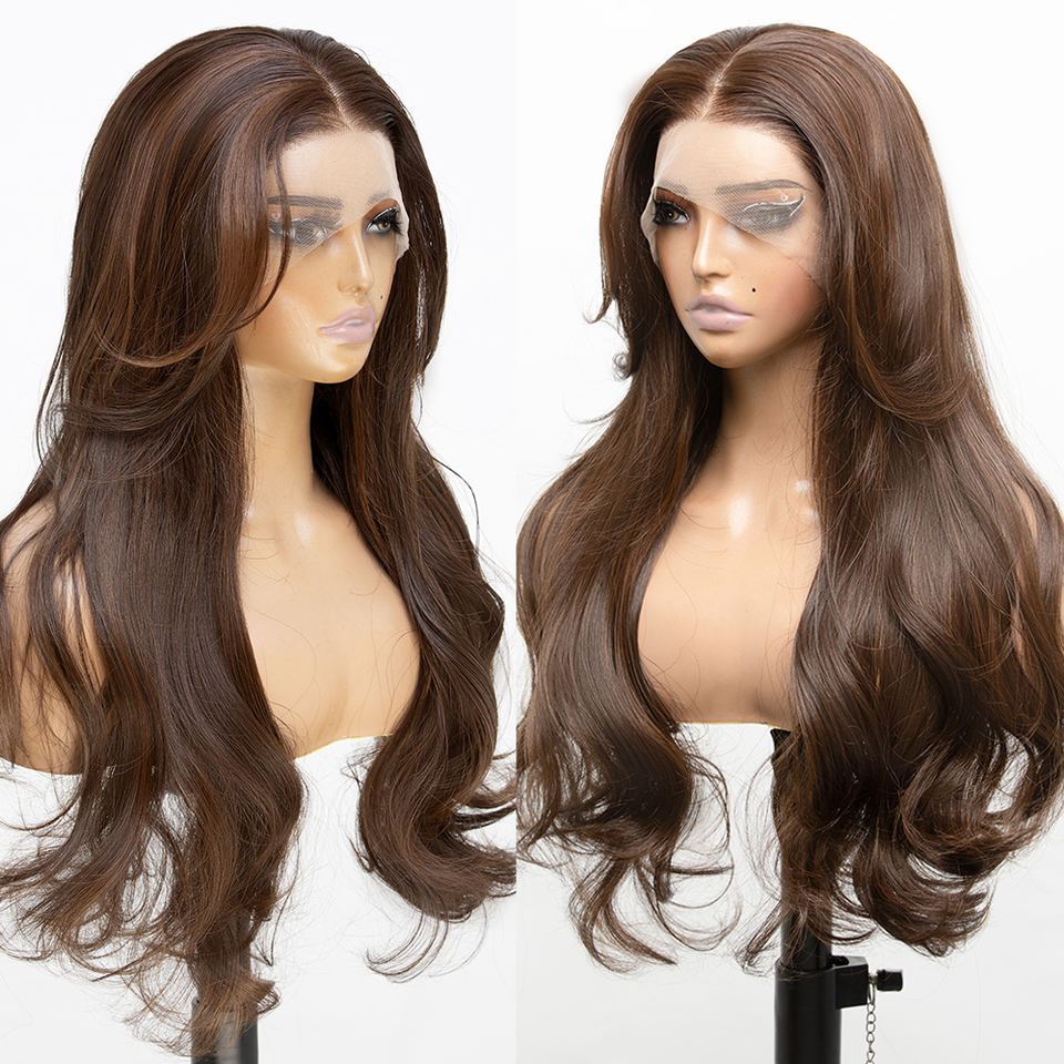 Highlights Color Layer Wigs Natural Wavy 13x6 Futura Synthetic Lace ...